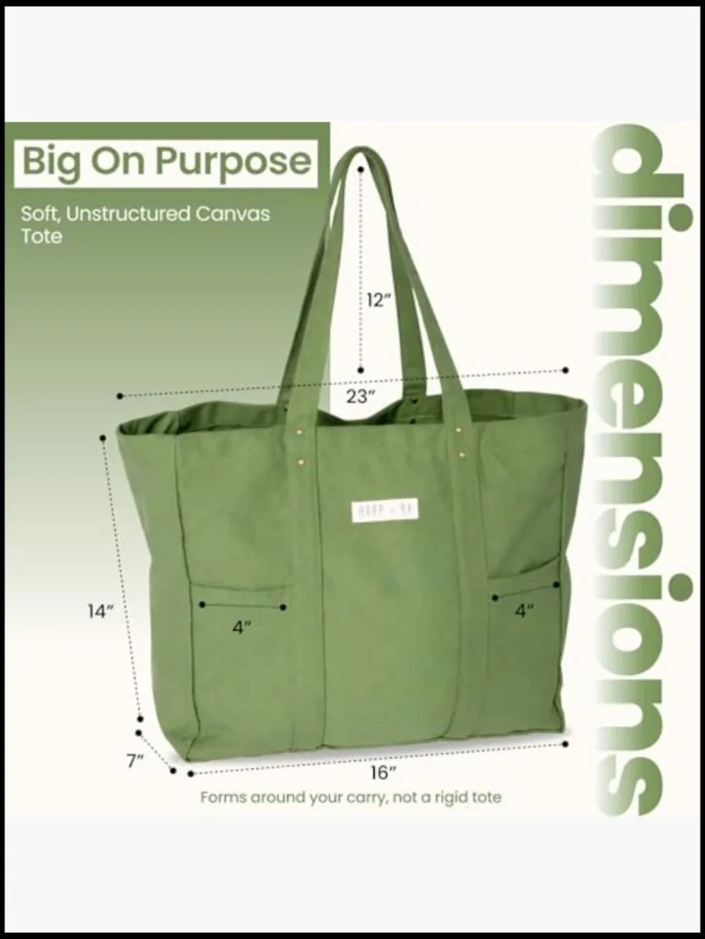 Bags | Extra Large Canvas Tote Bag Unstructured Open Top Laptop Sleeve ...